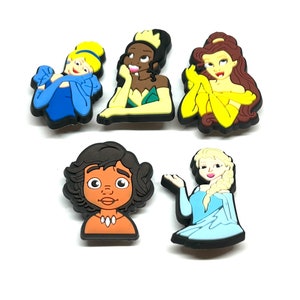 Set of 5 Disney Princess Croc Jibbitz Shoe Charms Aurora, Ariel, Belle ...