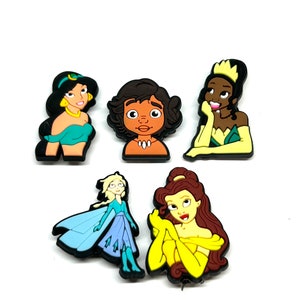 Set of 5 Disney Princess Croc Jibbitz Shoe Charms Aurora, Ariel, Belle ...