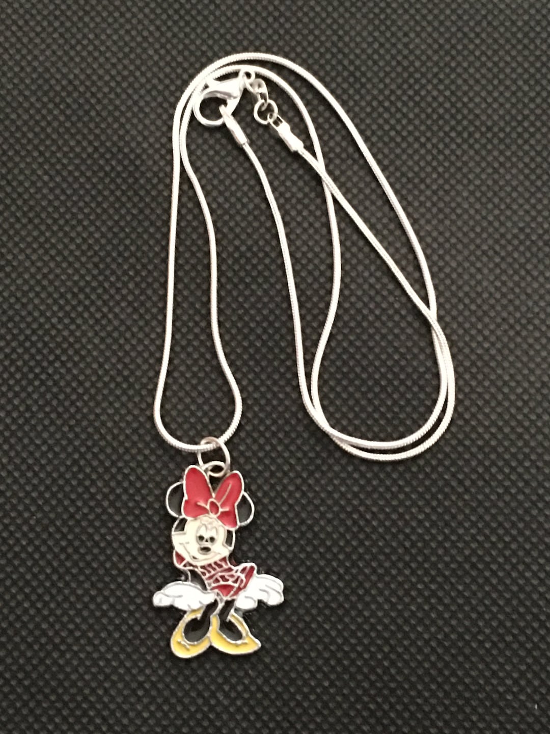 Minnie Mouse Necklace Cute Red Minnie Posing Made With 925 Sterling ...