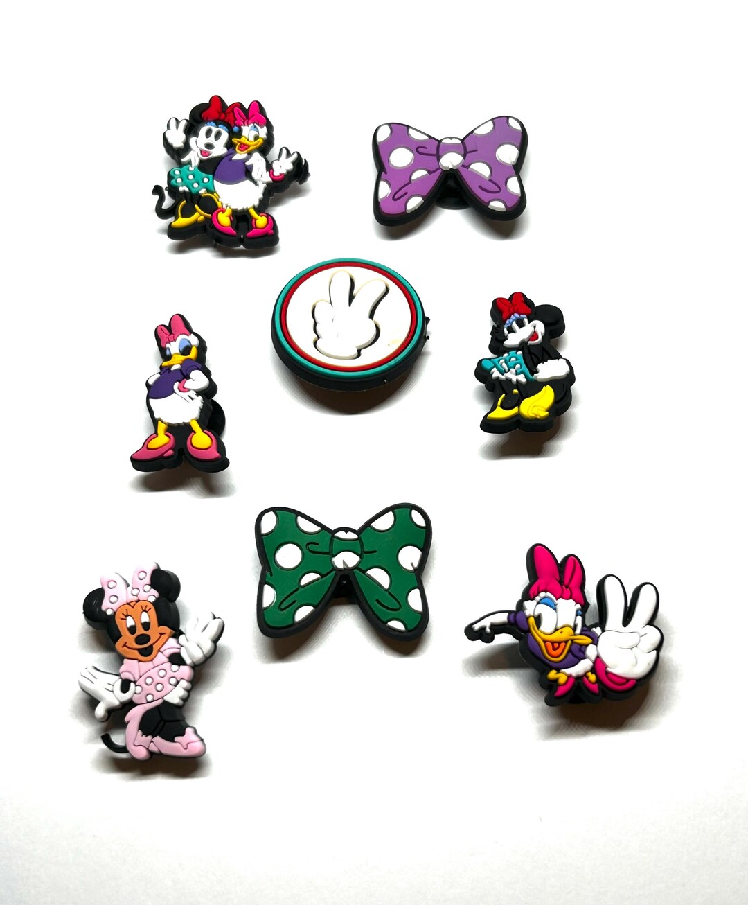 Minnie Mouse, Daisy Duck, & Bows Croc Shoe Charms Set of 8 Disney Set D ...