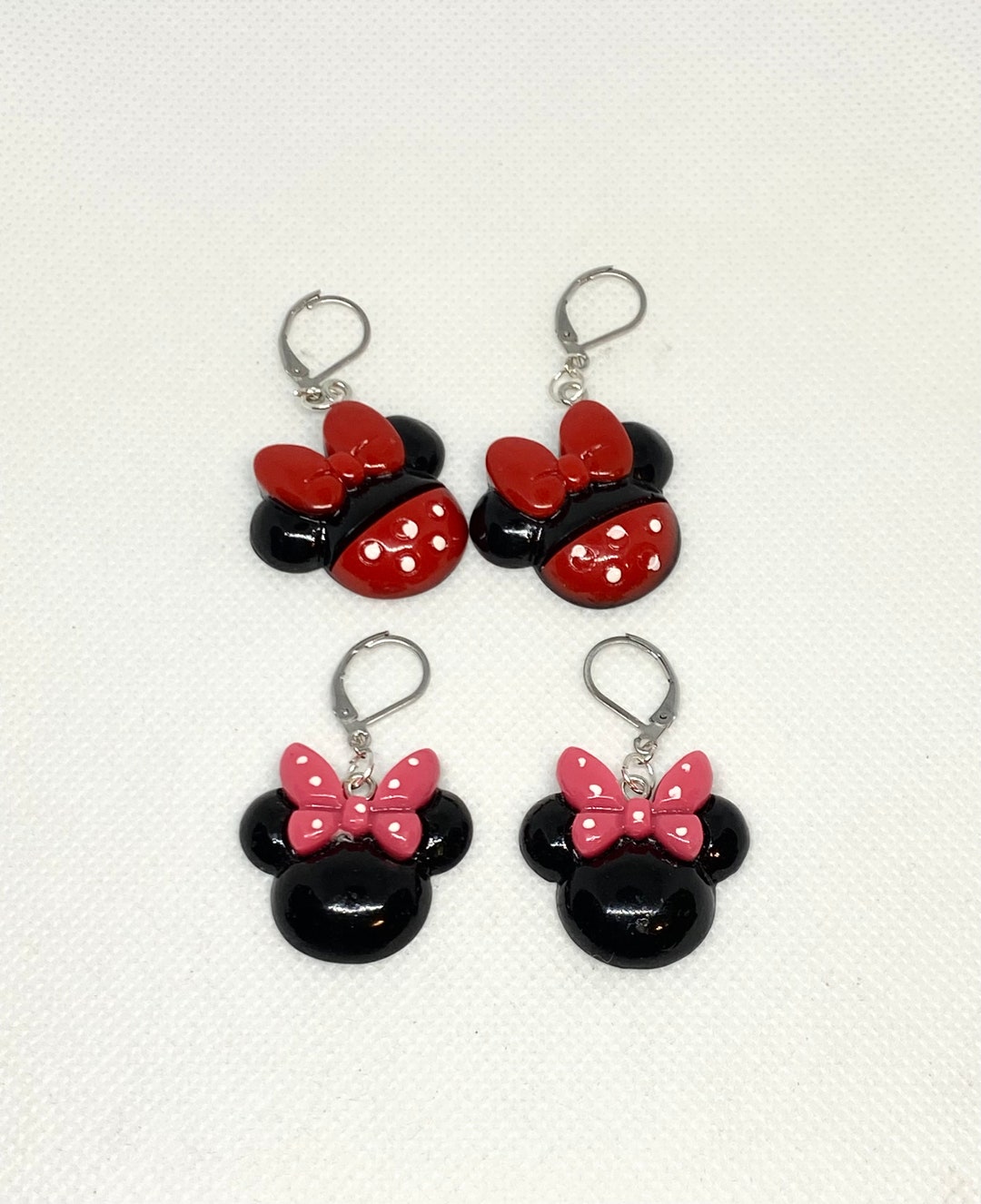 Minnie Mouse Icon Earrings - Lever Back Dangle Hypoallergenic Disney ...