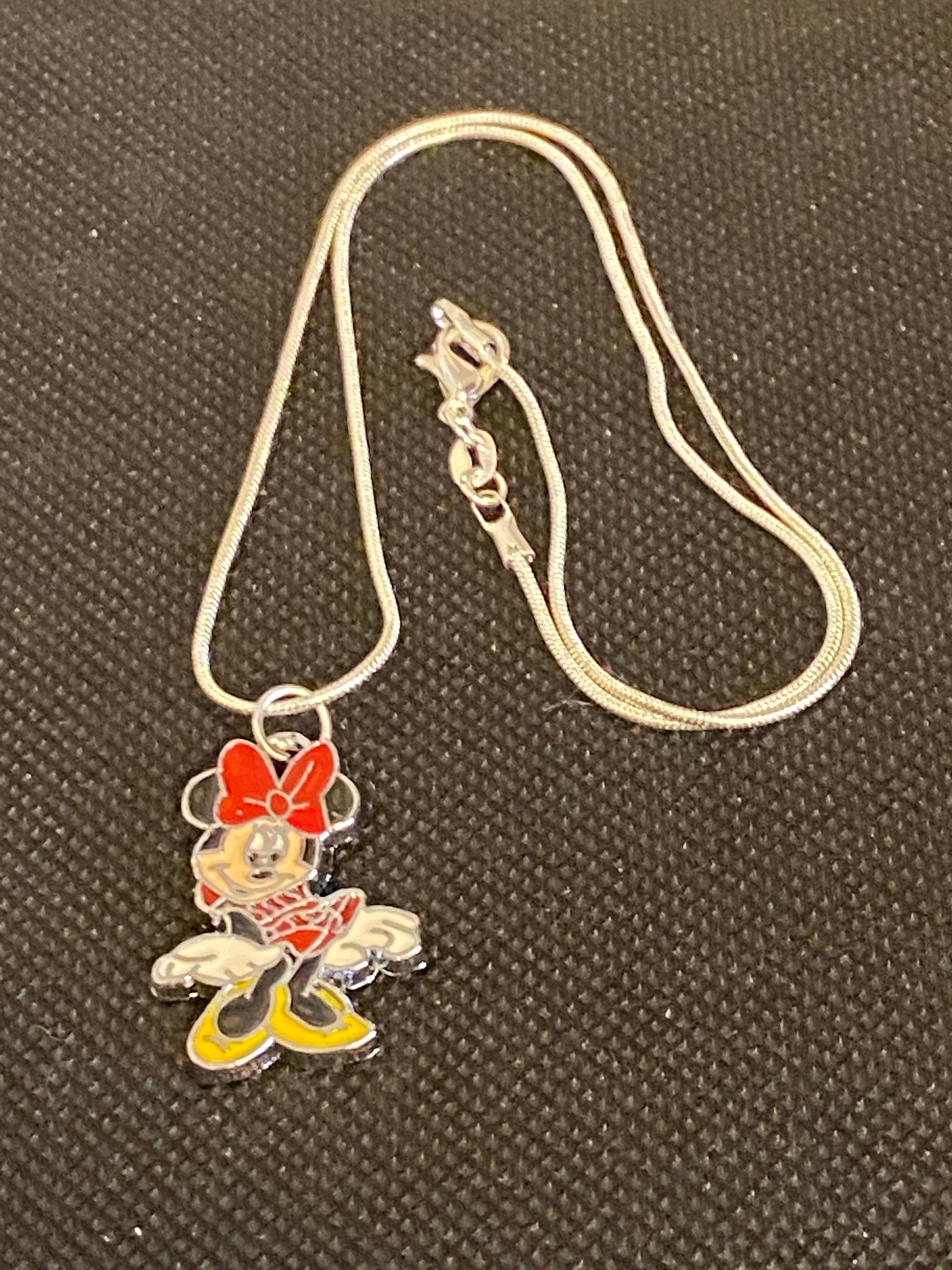 Minnie Mouse Necklace Cute Red Minnie Posing Made With 925 | Etsy