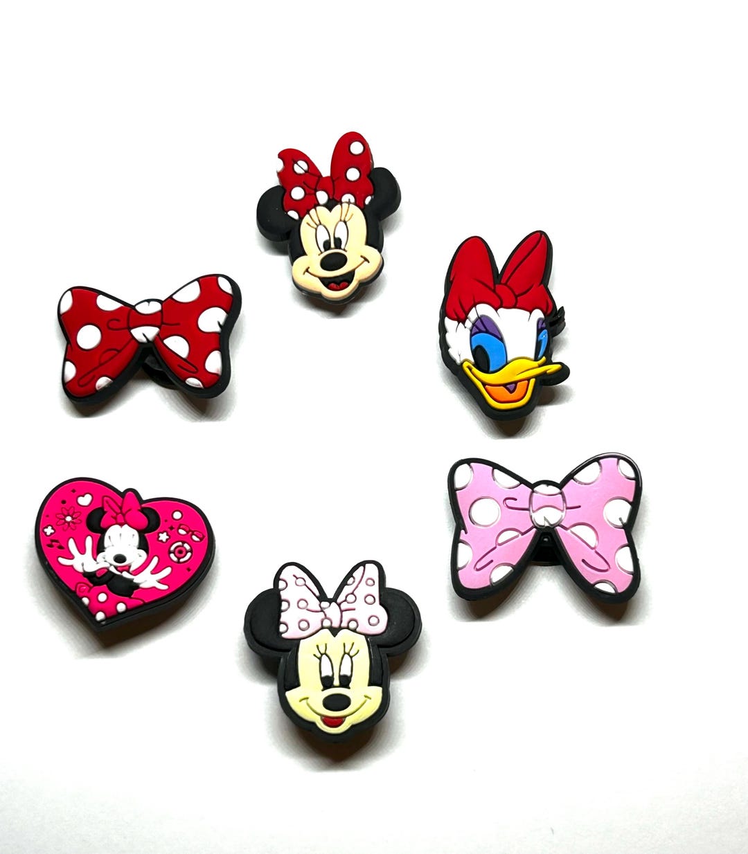 Minnie Mouse, Daisy Duck, & Bows Croc Shoe Charms Set of 6 Disney Bows ...