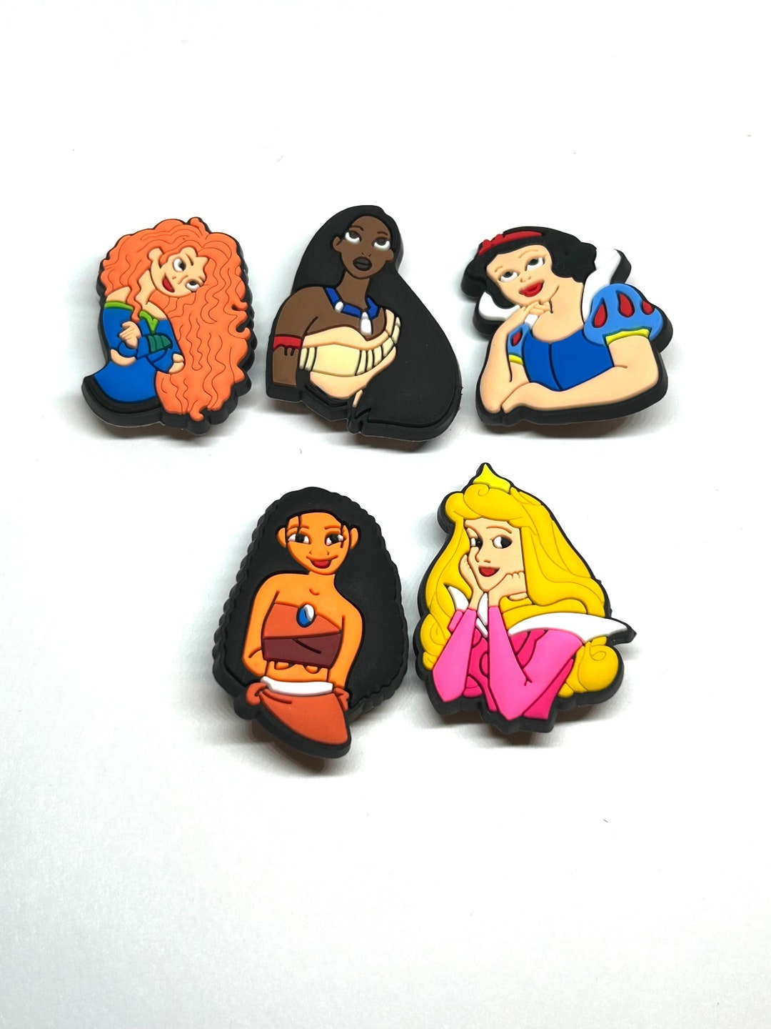Set of 5 Disney Princess Croc Jibbitz Shoe Charms Aurora, Ariel, Belle ...