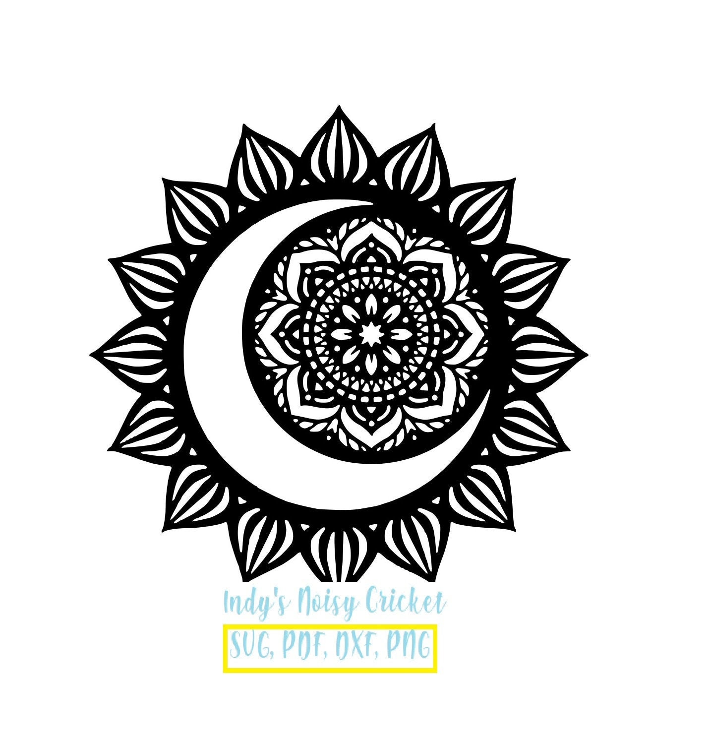Moon Flower Sun Mandala Celestial SVG Vector - Etsy