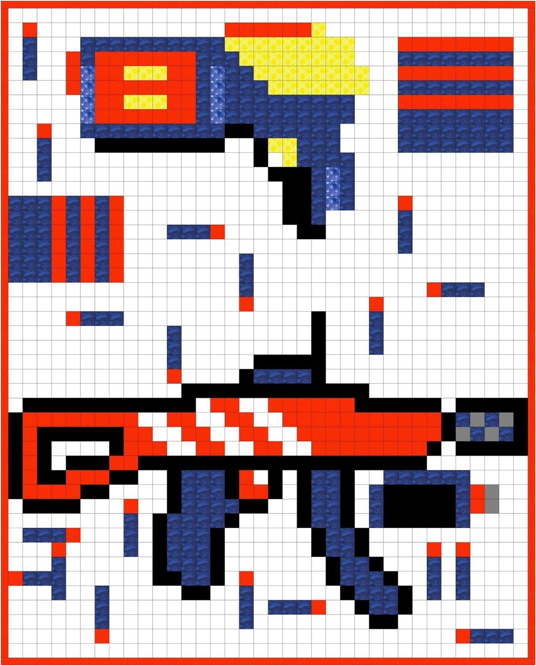 Nerf Gun Full Size Patchwork Quilt Pattern PDF INSTANT DOWNLOAD - Etsy