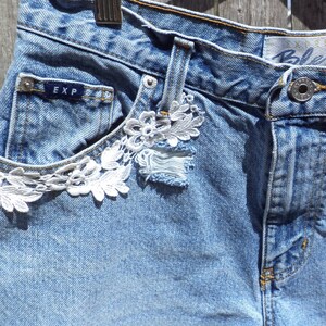 High Waisted Denim Shorts - Distressed Shorts - Upcycled, Recycled ...