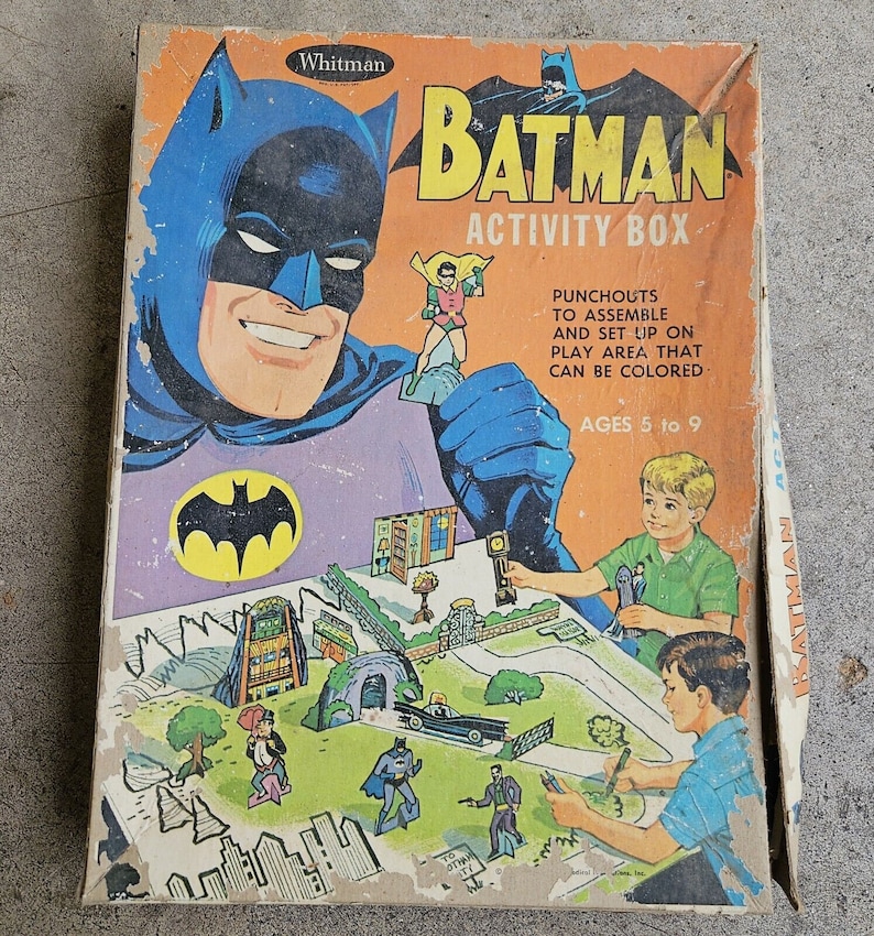 1966 BATMAN Activity Box Whitman Batman & Robin TV Show Punchouts ...