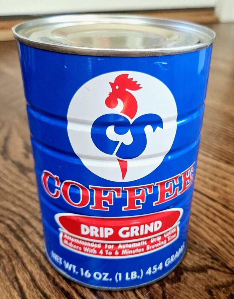 1970s COLONIAL Coffee Tin W/ Rooster Logo -- Sealed & Full Can -- Cobis ...