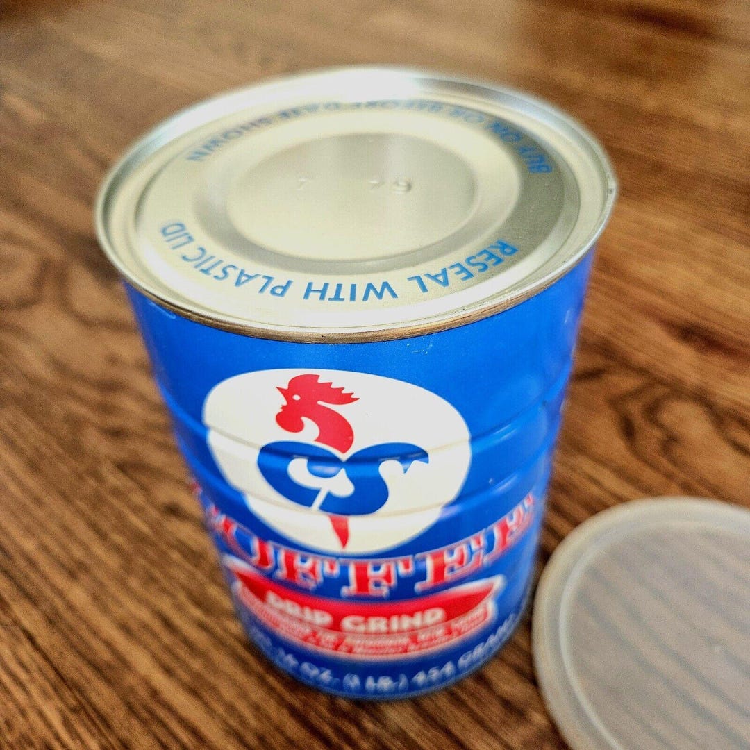 1970s COLONIAL Coffee Tin W/ Rooster Logo -- Sealed & Full Can -- Cobis ...