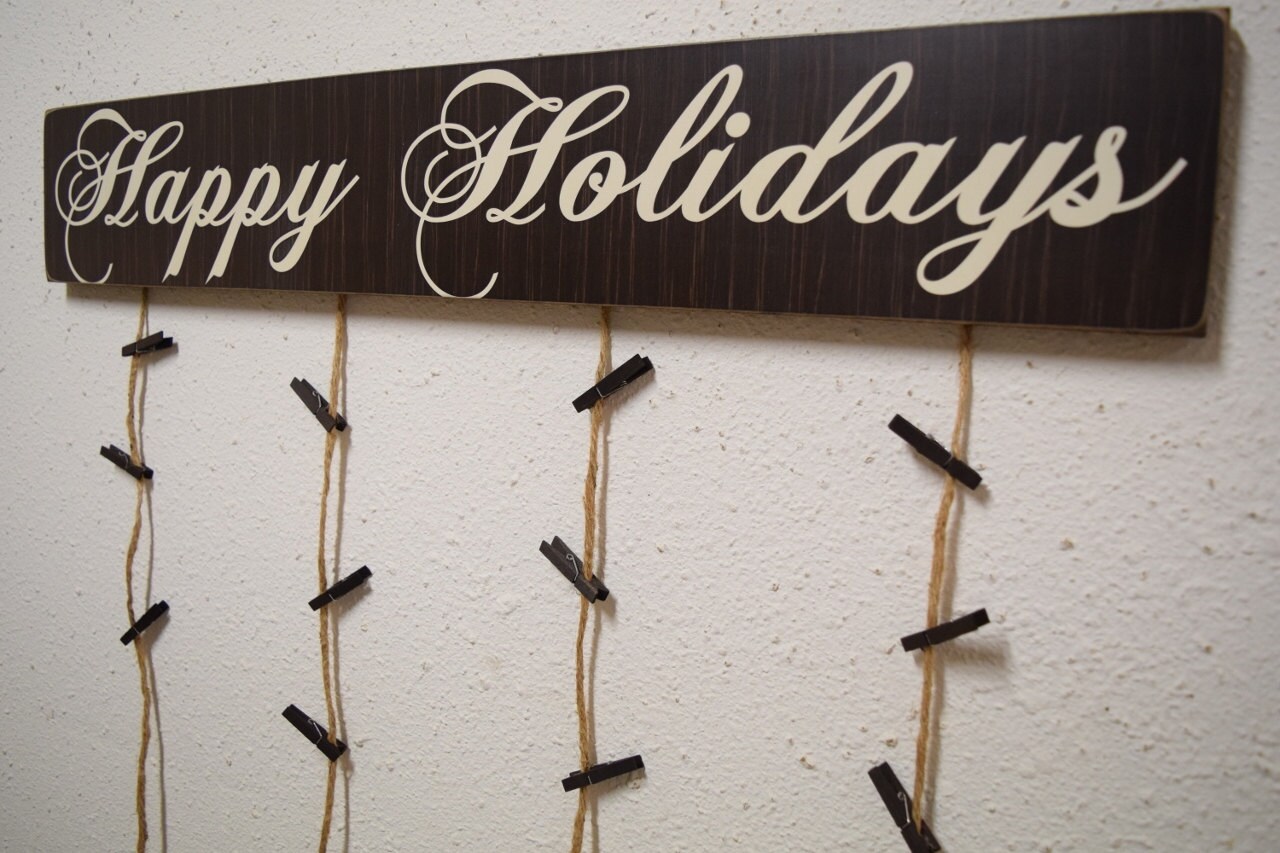 Happy Holidays Card Hanger Christmas Card Holder Christmas - Etsy