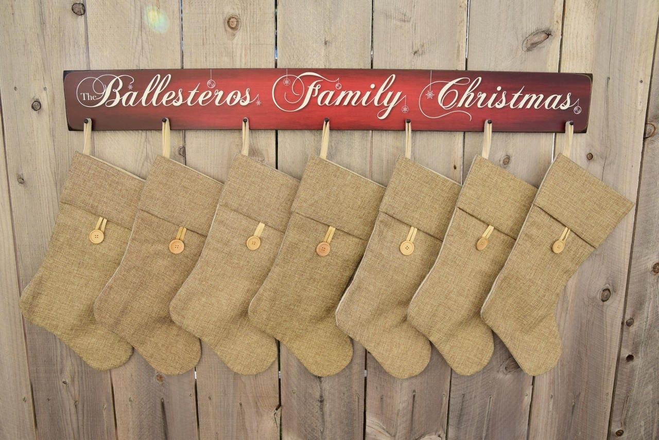Custom Stocking Display Sign - Stocking Hanger - Christmas Stocking ...
