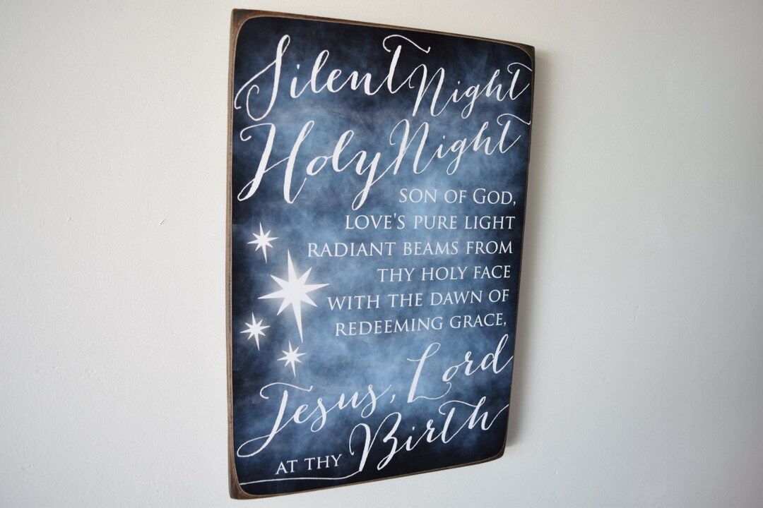 Silent Night Christmas Sign - Silent Night Sign - Christmas Wall Art ...