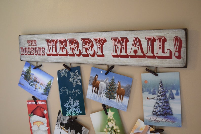 Custom Name Merry Mail Card Display Holder Personalized Card | Etsy