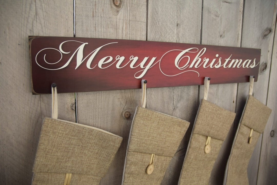 Red Stocking Wall Hanger Décor for Christmas - Stocking Hanger ...