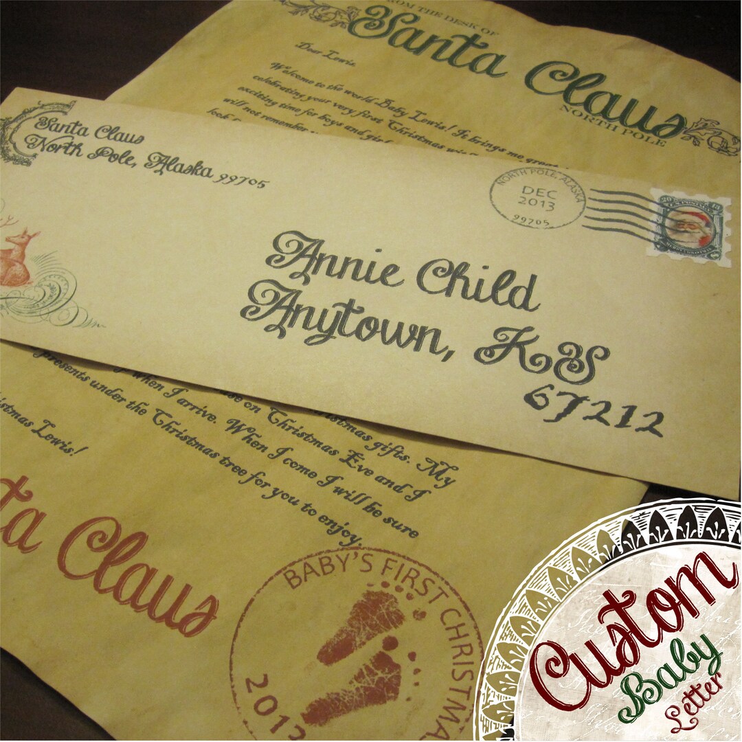 Baby's First Christmas Letter From Santa Claus CUSTOM on Vintage Paper ...