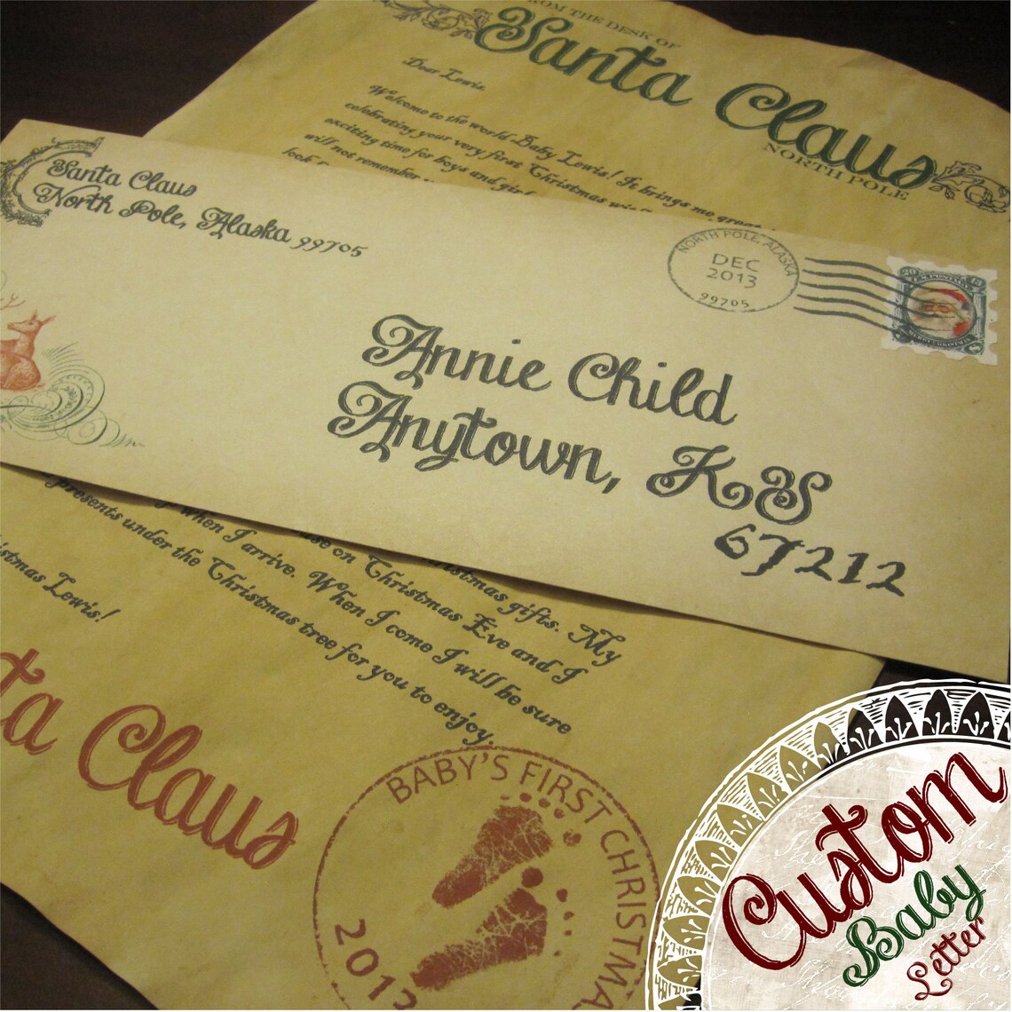 Baby's First Christmas Letter From Santa Claus CUSTOM on Vintage Paper ...