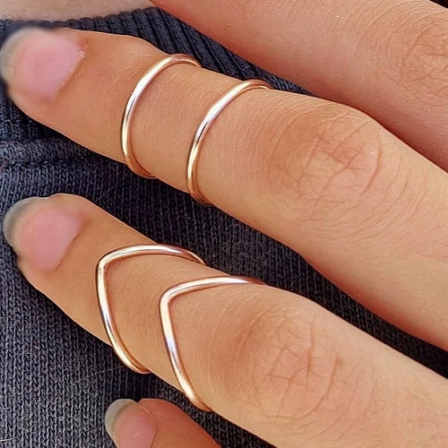 4 Gold Knuckle Ring Set Above the Knuckle Rings Stacking - Etsy