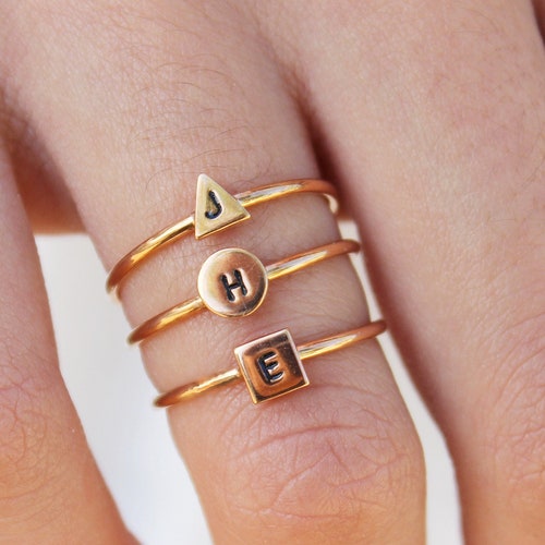 Pinky Ring for Women Custom Initial Ring Rose Gold Signet | Etsy