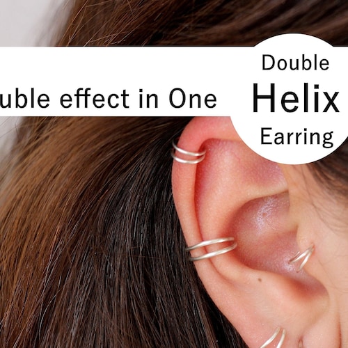 Double Helix Hoop Sterling Silver Helix Piercing Conch Hoop | Etsy