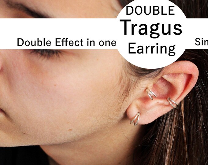 Double Tragus Earring Gold Tragus Piercing Double Cartilage - Etsy