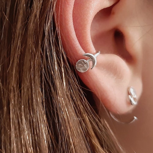Moon Phases Conch Hoop Celestial Conch Piercing 14 Gauge | Etsy