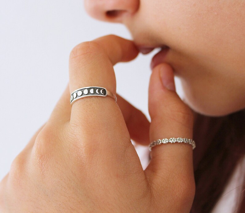 Moon Phase Ring Sterling Silver Ring Rings for Women - Etsy