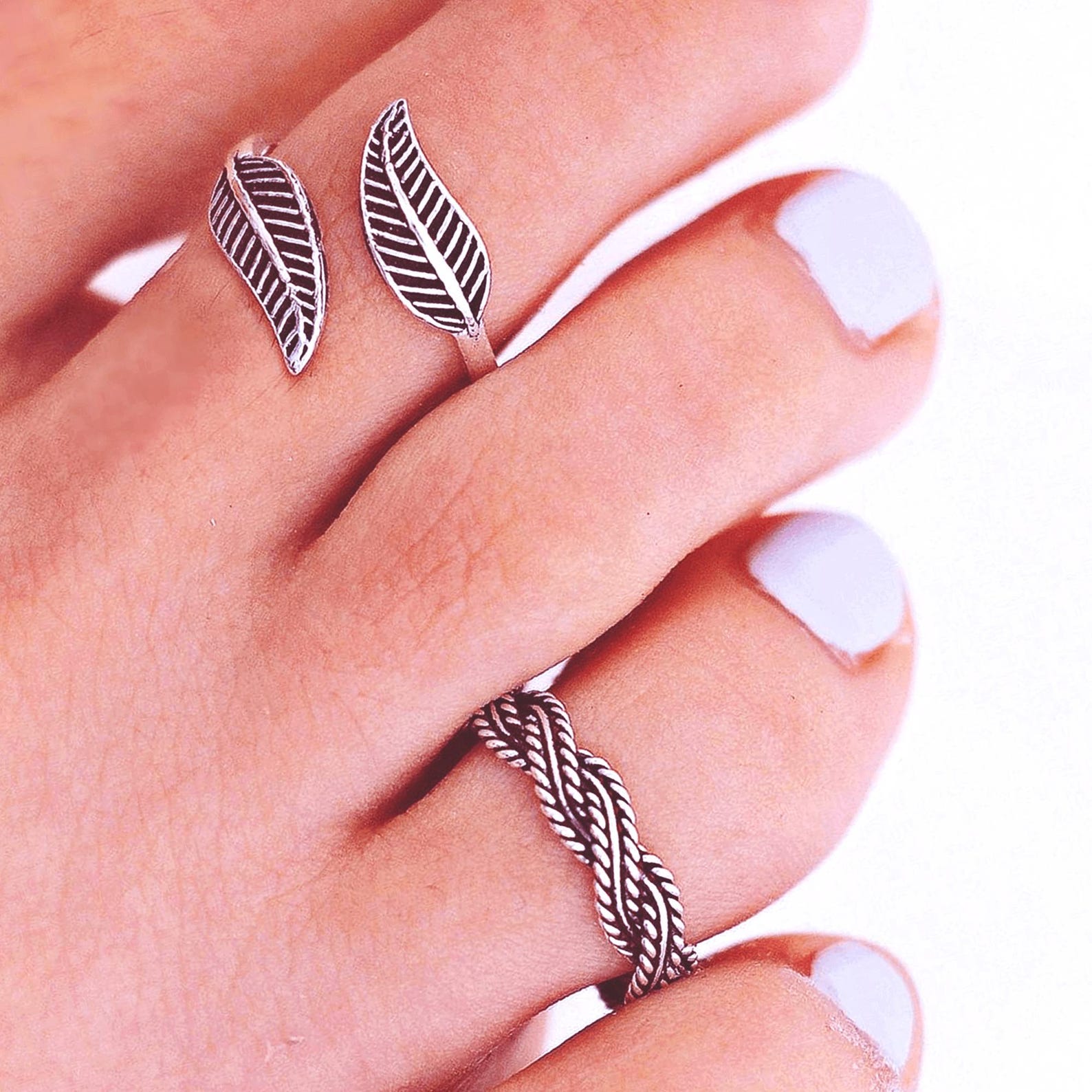 Leafs Dainty Toe Ring, Sterling Silver Toe Ring, Adjustable Toe Ring ...