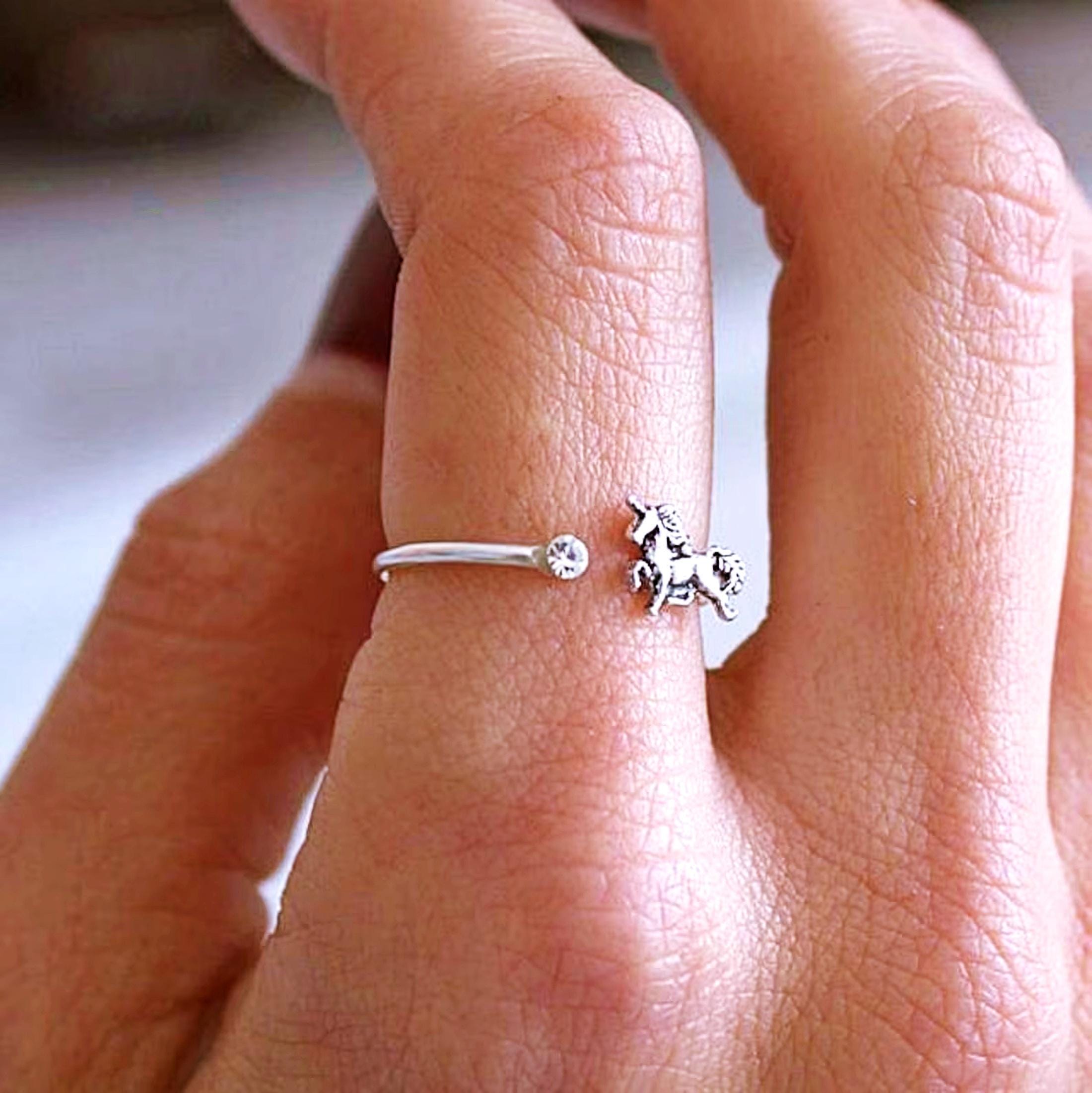 Sterling Silver Unicorn Ring – Open Band, CZ Gemstone - Etsy