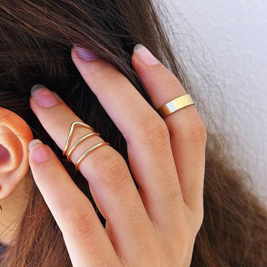 4 Knuckle Ring Set, Above the Knuckle Rings, Stacking Midi Ring, Ring ...