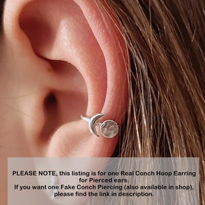 Moon Phases Conch Piercing, Cartilage Earring, Celestial Daith Earring ...