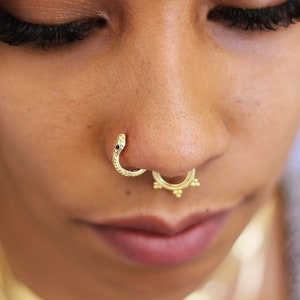 Gold Nose Ring, Snake Nose Ring Hoop, 18g 20g 22g Sterling Silver Nose ...