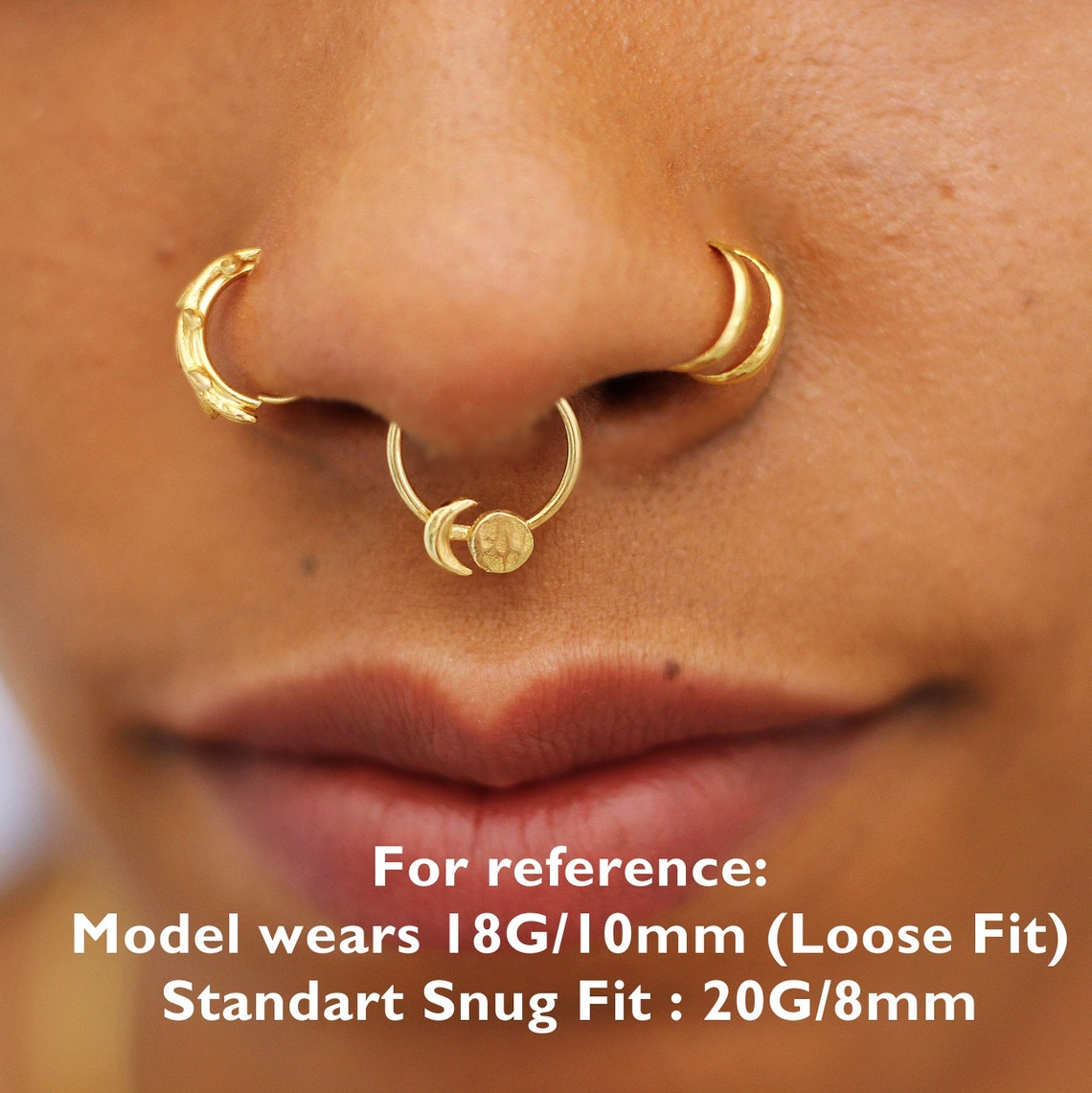 Moon Phases Septum Ring Septum Piercing Rose Gold Septum | Etsy