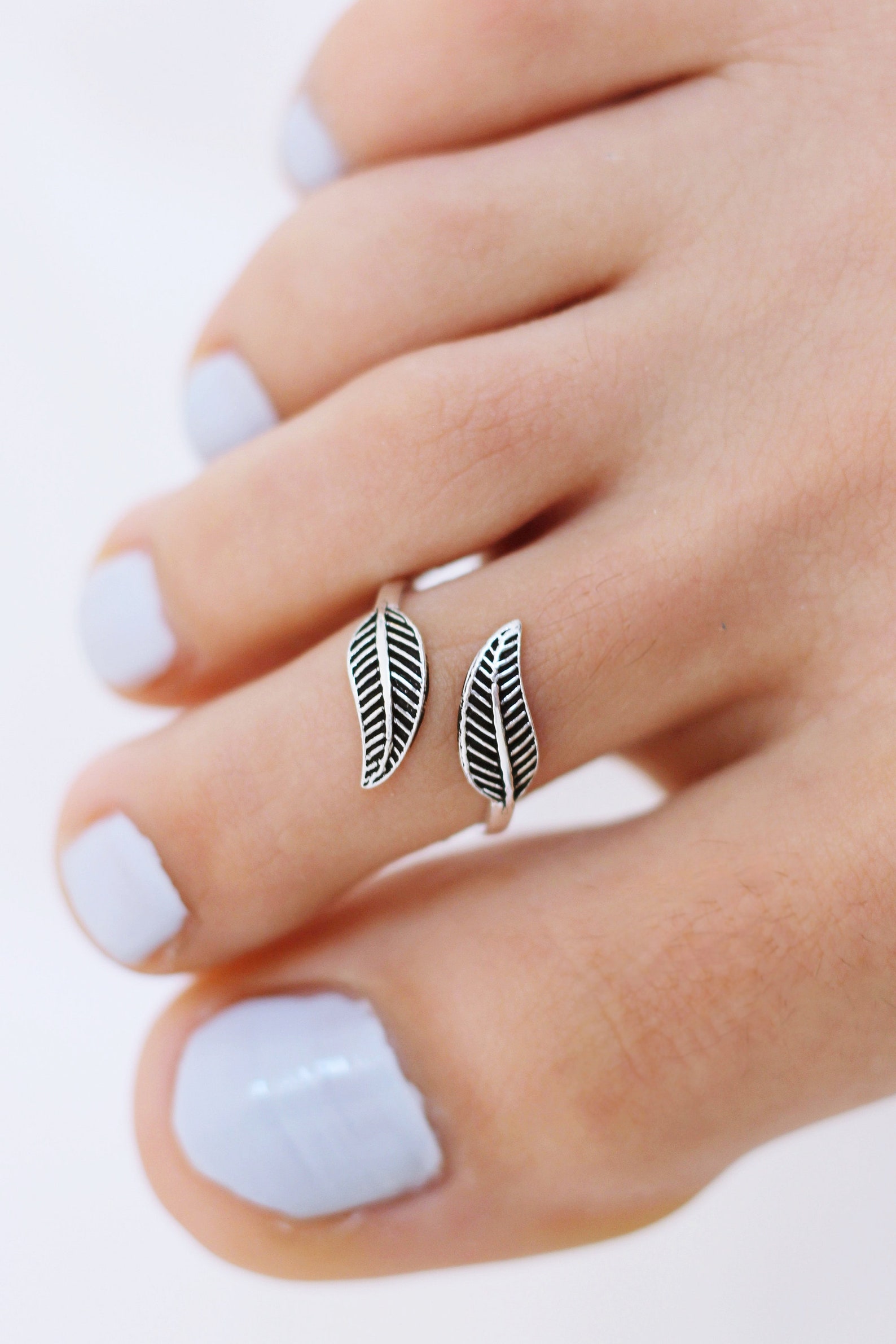 Leafs Dainty Toe Ring Sterling Silver Toe Ring Adjustable - Etsy