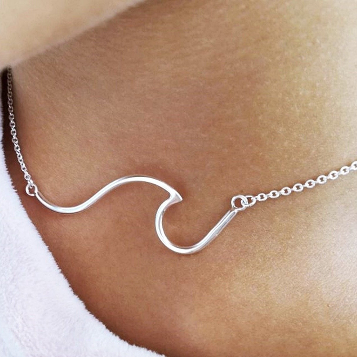 Wave Necklace, Statement Necklace, Waves Gold Necklace, Bridesmaid Gift ...