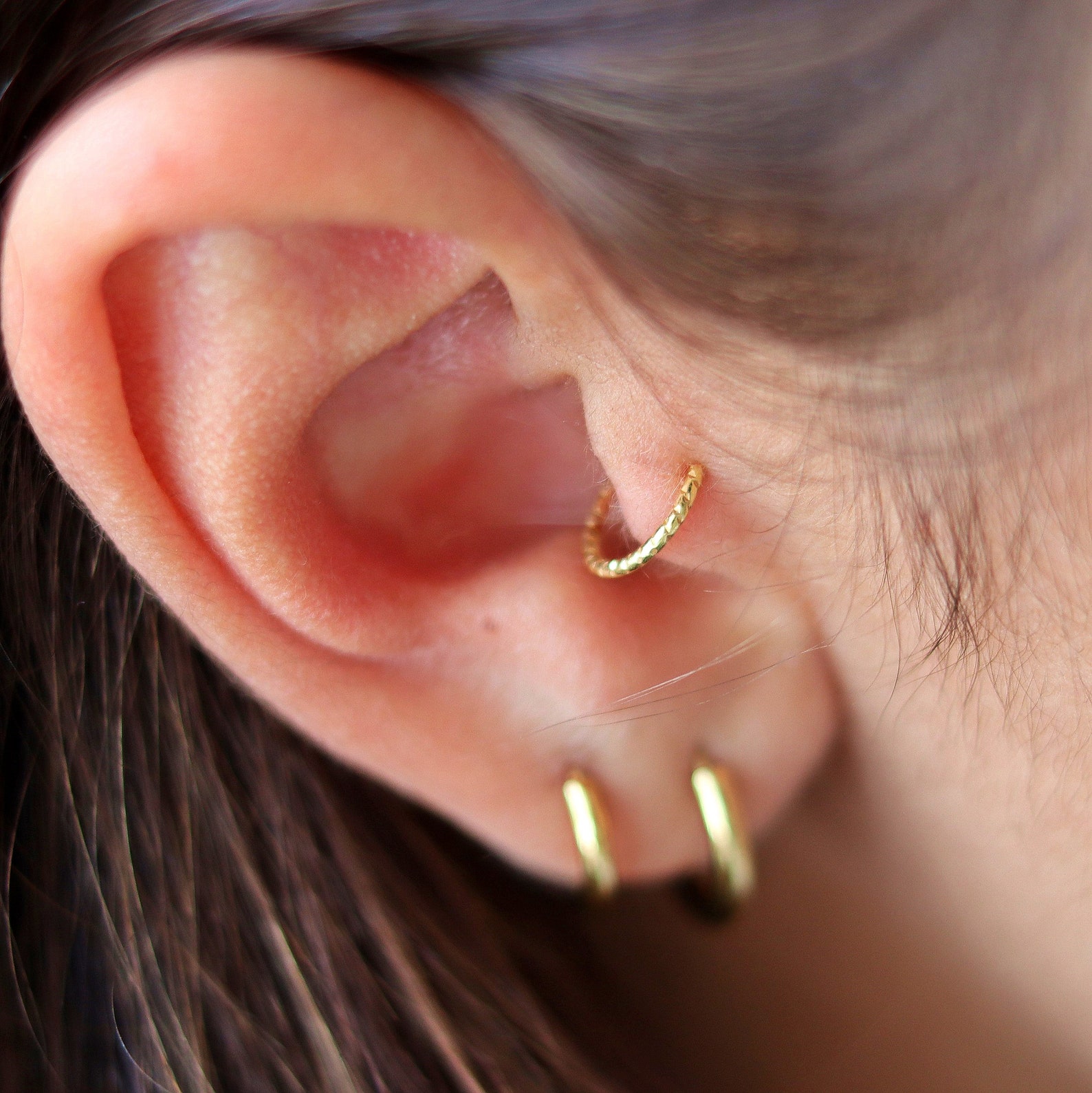 Textured Helix Piercing Gold Helix Earring Piercing Helix - Etsy