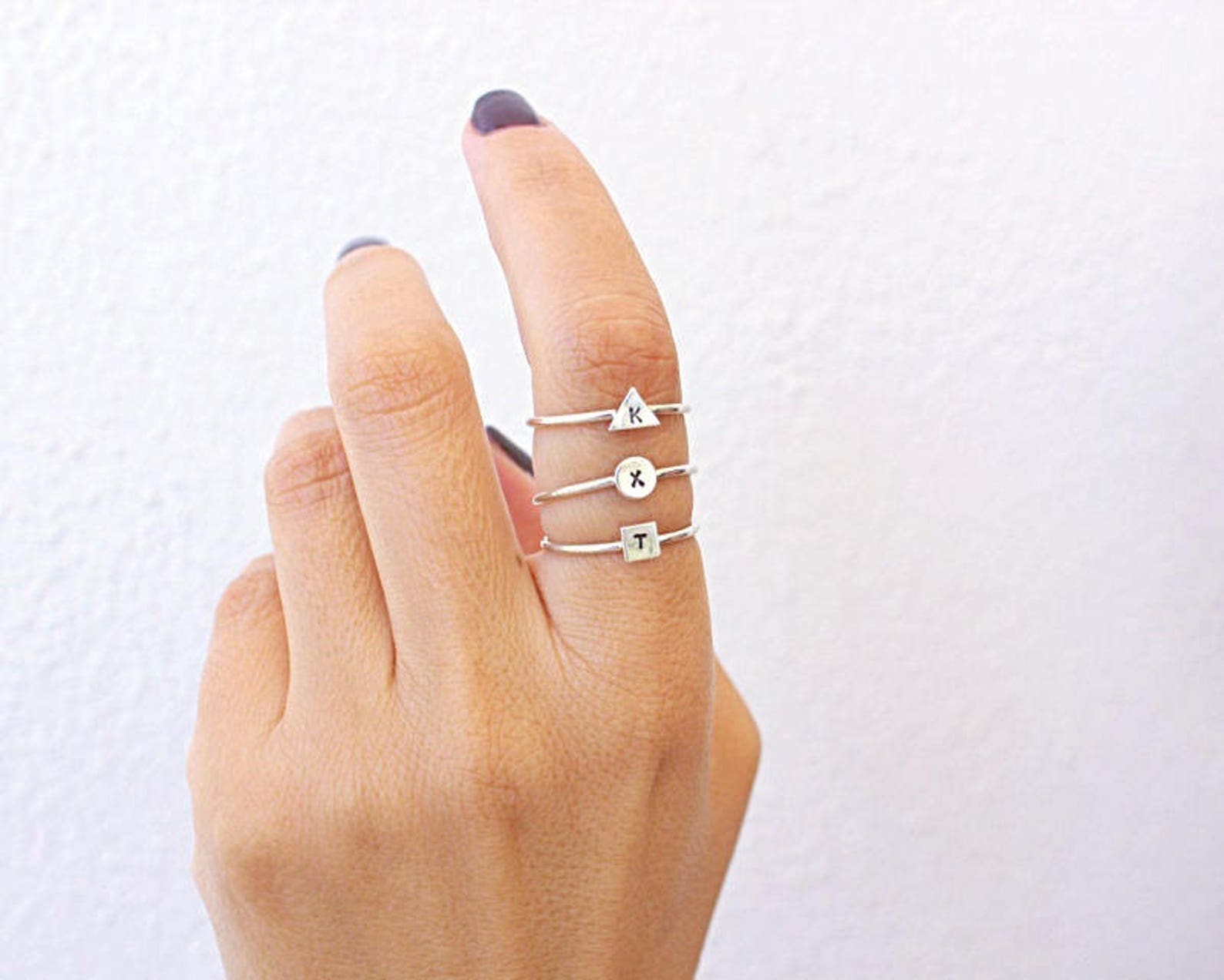 Name Ring initial Ring Dainty Ring Stacking Rings Names | Etsy