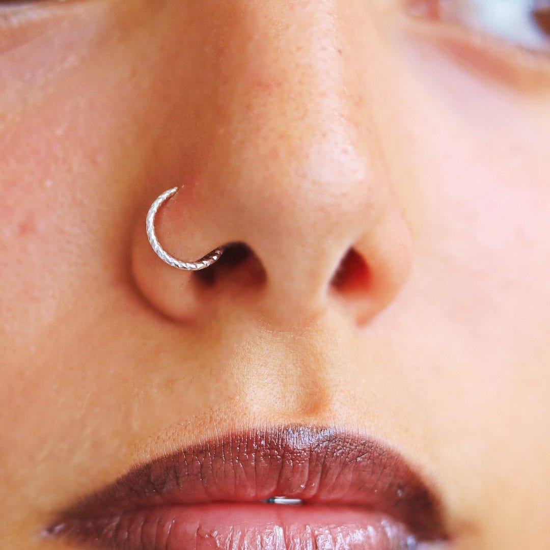 Gold Nose Ring, Gold Nose Hoop, 20g 22g Nose Ring Hoop, Seamless Nose ...