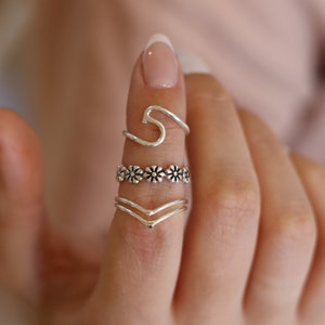 Daisy Toe Ring Sterling Silver Toe Ring Midi Ring Knuckle - Etsy