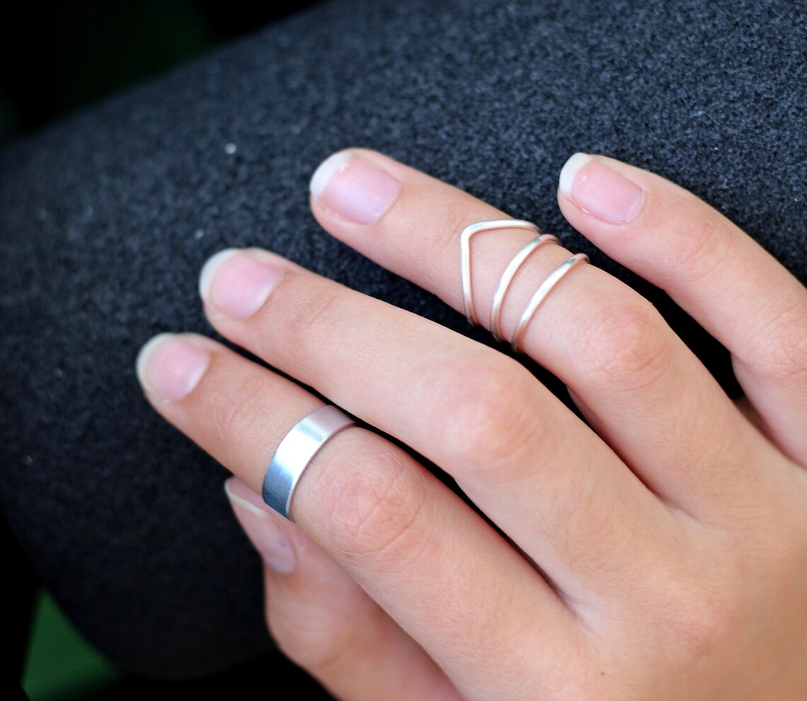 Silver Knuckle Ring Set of 4 Above the Knuckle Rings Stacking | Etsy