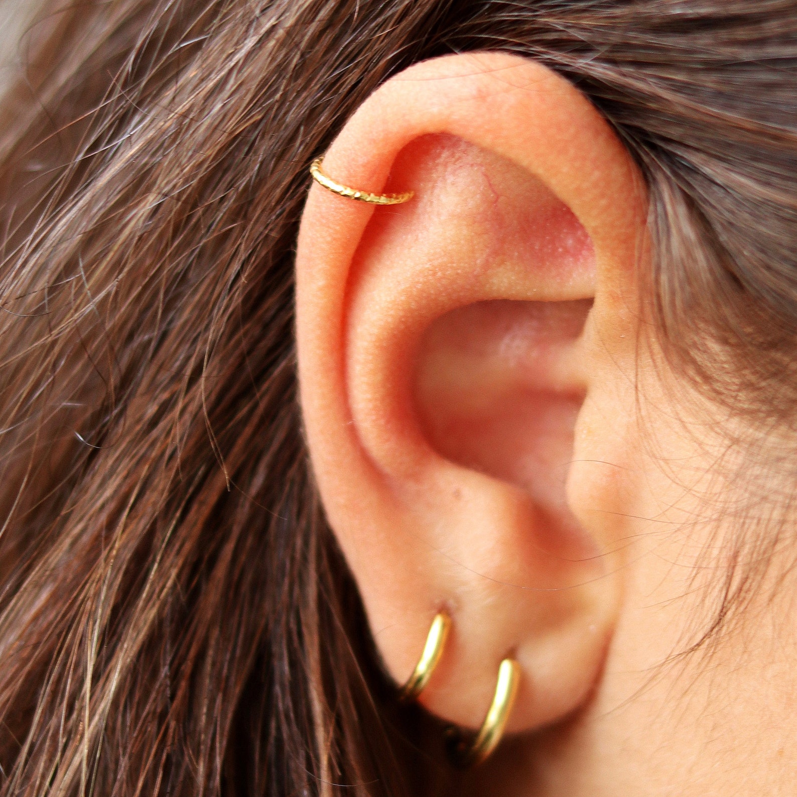 Textured Helix Piercing Gold Helix Earring Piercing Helix - Etsy
