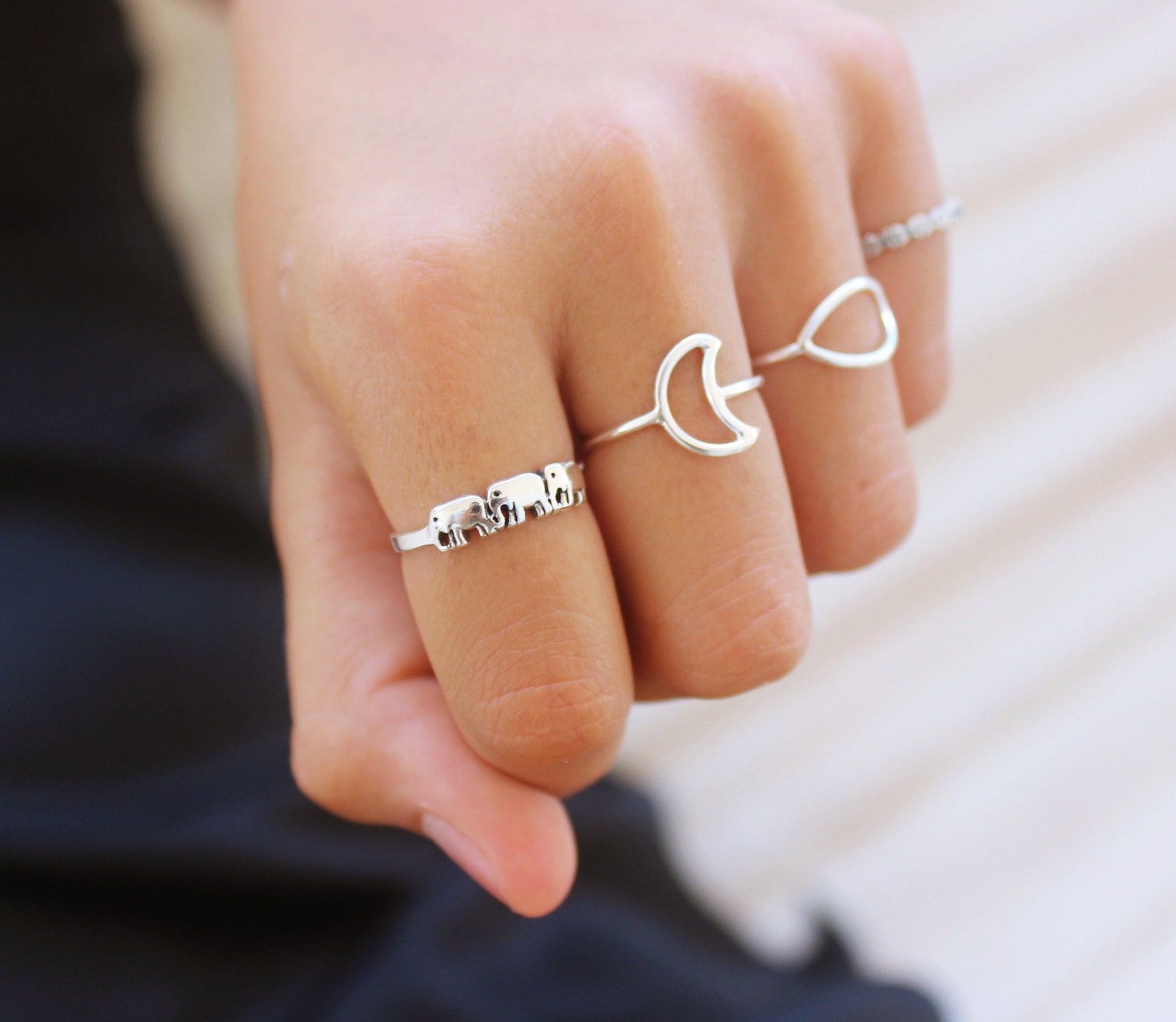 Moon Ring Outline Moon Sterling Silver Ring Celestial - Etsy