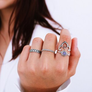 SET of 2 Stacking Rings Moonstone Ring Sterling Silver BOHO RINGS ...