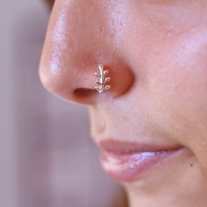 Branches Nose Ring, Gold Nose Ring Hoop, Sterling Silver Nose Hoop ...