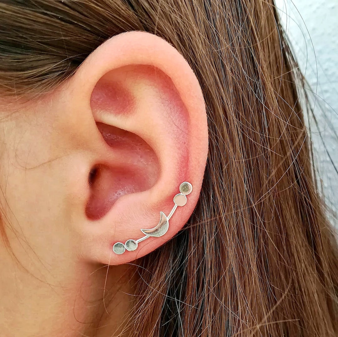 Moon Ear Climber Earrings, Ear Crawler, Gift for Her, Moon Climber ...