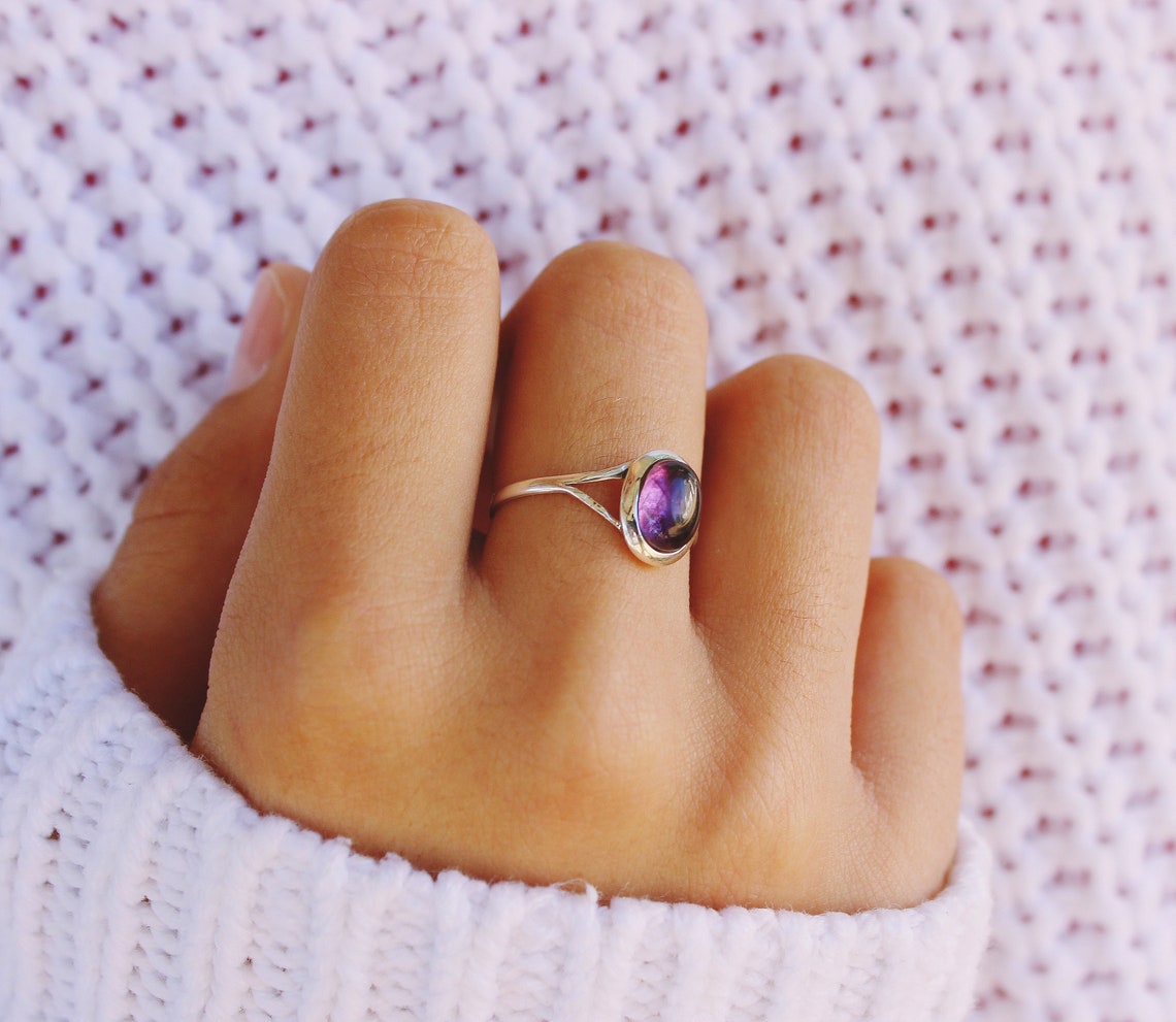 Amethyst Ring February Birthstone Ring Purple Natural | Etsy