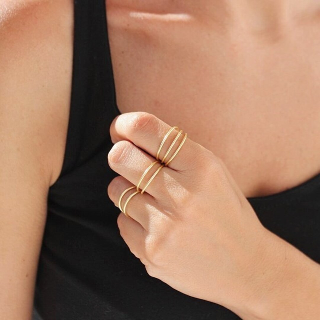 Double Gold Rings Gold Staking Ring Simple Ring Stack - Etsy