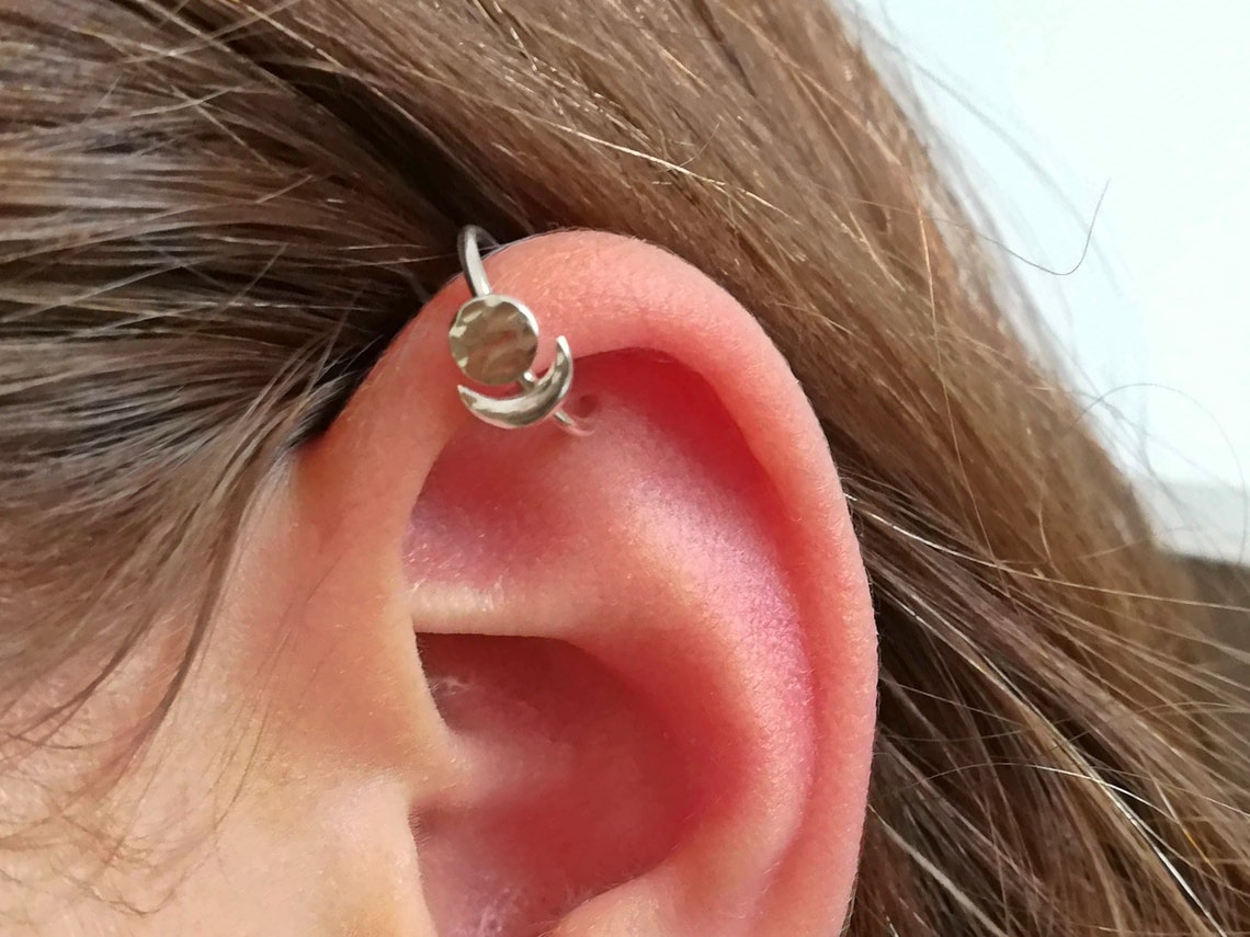 Moon Helix Piercing Gold Helix Earring Sterling Silver | Etsy