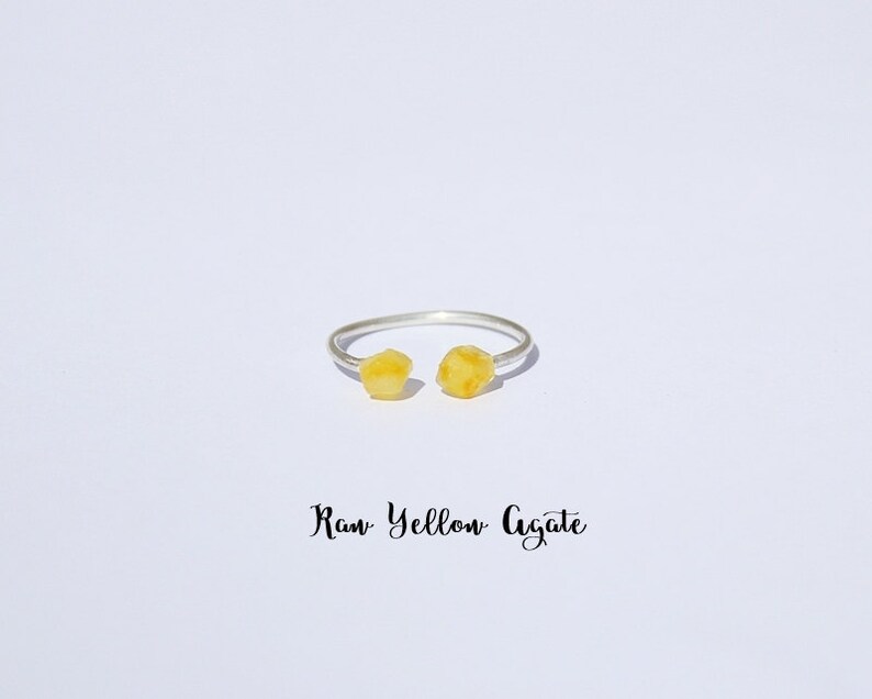 Yellow Minimal Ring Raw Agate Ring Stacking Ring Yellow - Etsy