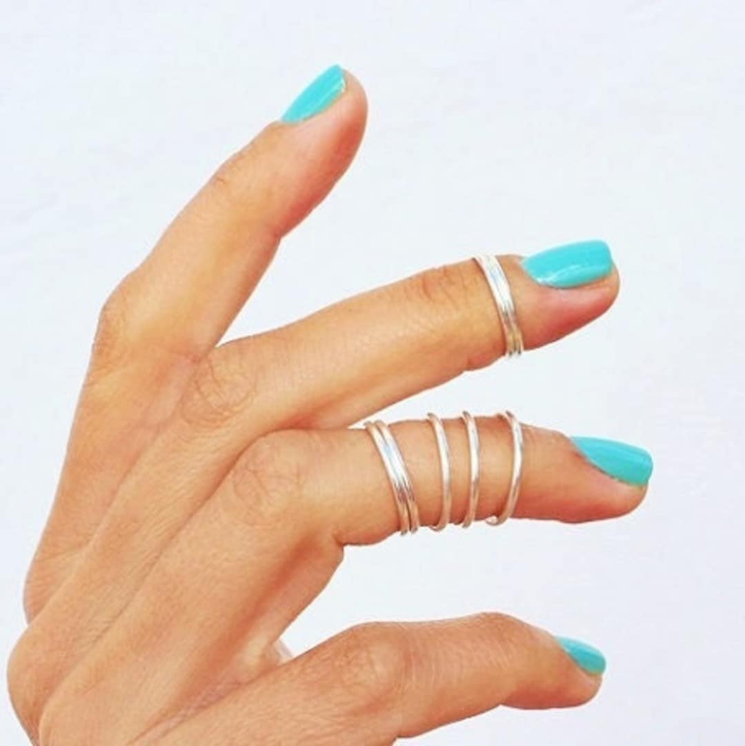 7 Knuckle Rings, Midi Ring, Silver Knuckle Ring, Rose Gold Midi Rings ...
